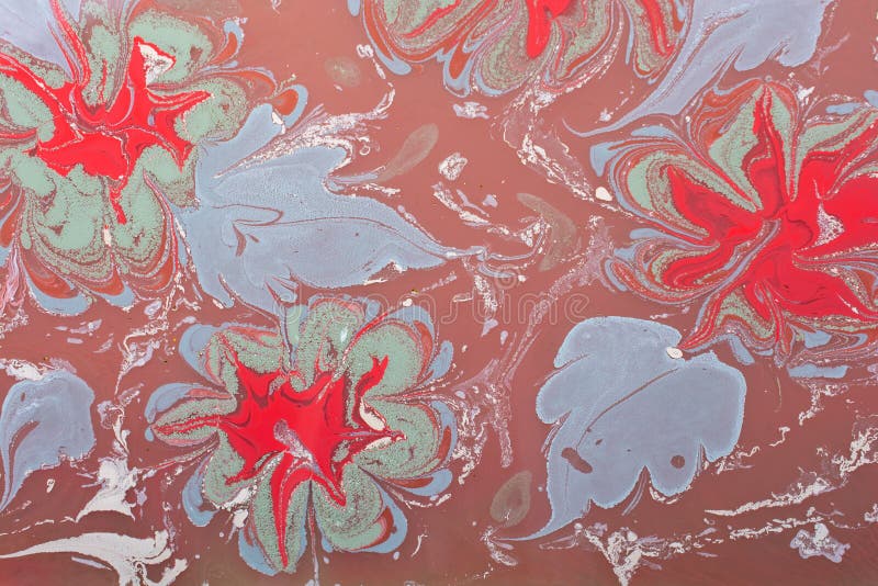 Ebru Marbling Art with Flower Patterns. Abstract Colored Background ...