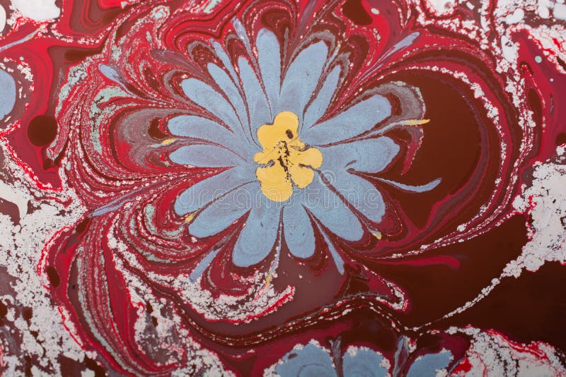 Ebru Marbling Art with Flower Patterns. Abstract Colored Background ...