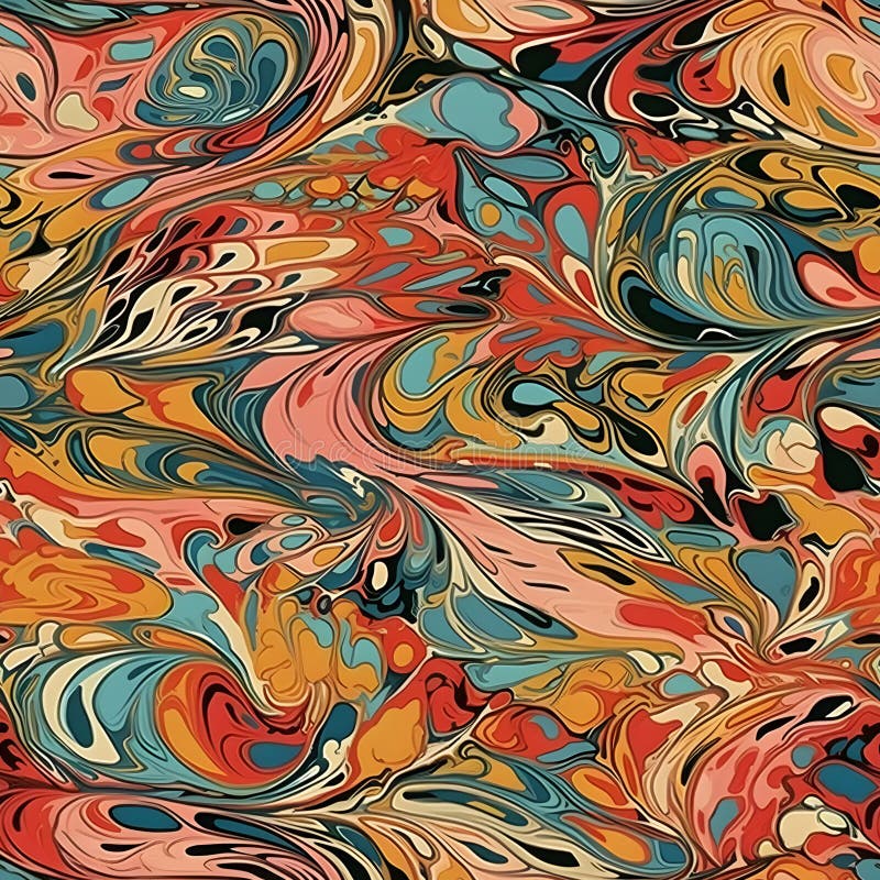 Ebru Paintinfg Texture Seamless Pattern. Colorful Abstract Background ...