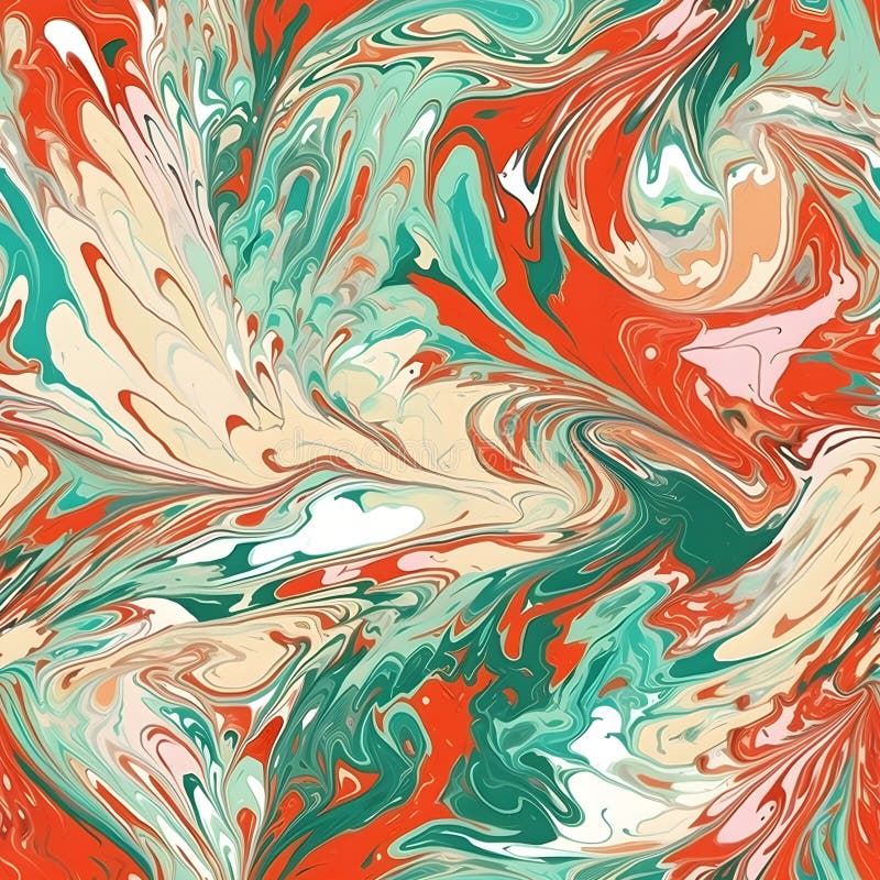 Ebru Paintinfg Texture Seamless Pattern. Colorful Abstract Background ...
