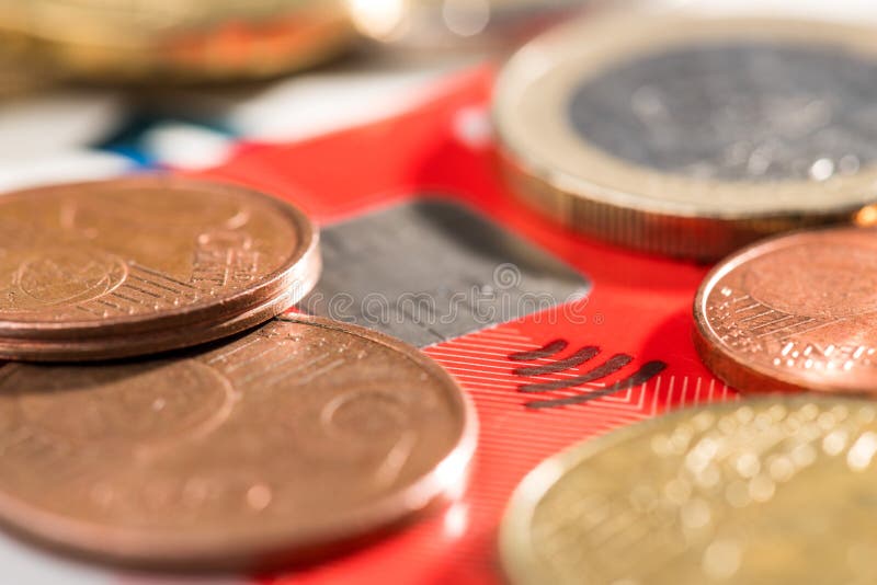 EC Card with Euro coins stock image. Image of economical - 139264315