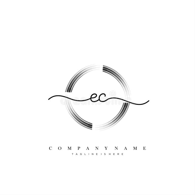 EC Initial Handwriting Minimalist Geometric Logo Template Vector Stock ...