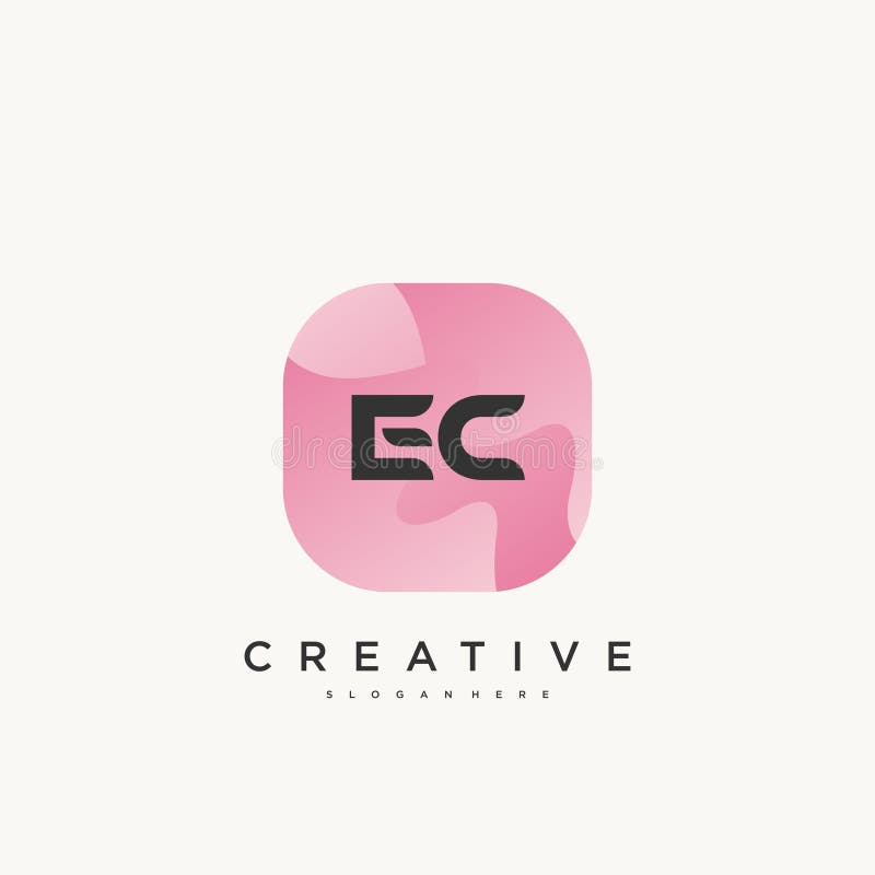 EC Initial Letter Logo Icon Design Template Elements with Wave Colorful ...