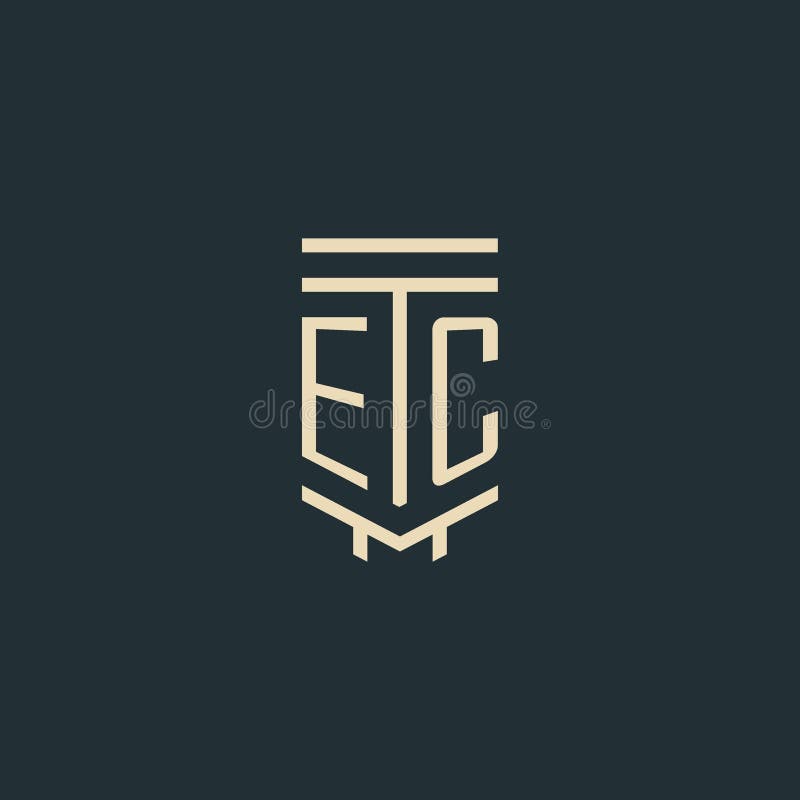 EC Initial Monogram with Simple Line Art Pillar Logo Designs Stock ...