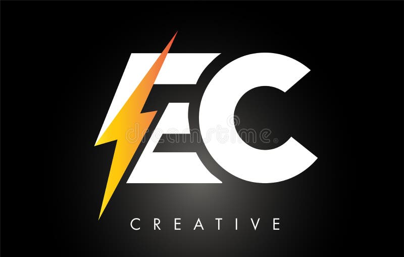 EC Letter Logo Design with Lighting Thunder Bolt. Electric Bolt Letter ...
