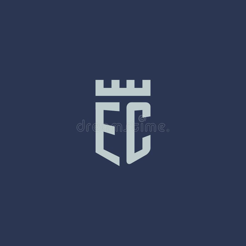 EC Logo Monogram with Fortress Castle and Shield Style Design Stock ...