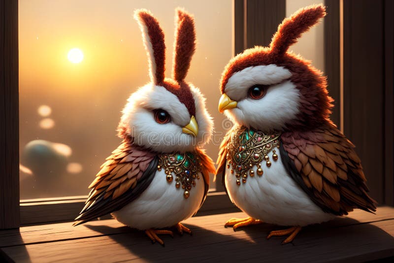 Eccentric Fluffy White Beings, Rabbit-bird Hybrids, Symbolizing Easter ...