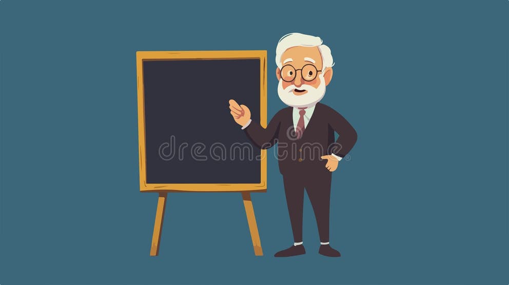 Eccentric Professor Engaging Students with Blackboard Illustrations ...