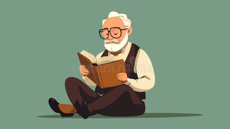 Eccentric Professor Presenting Book in Comical Manner Stock Vector ...