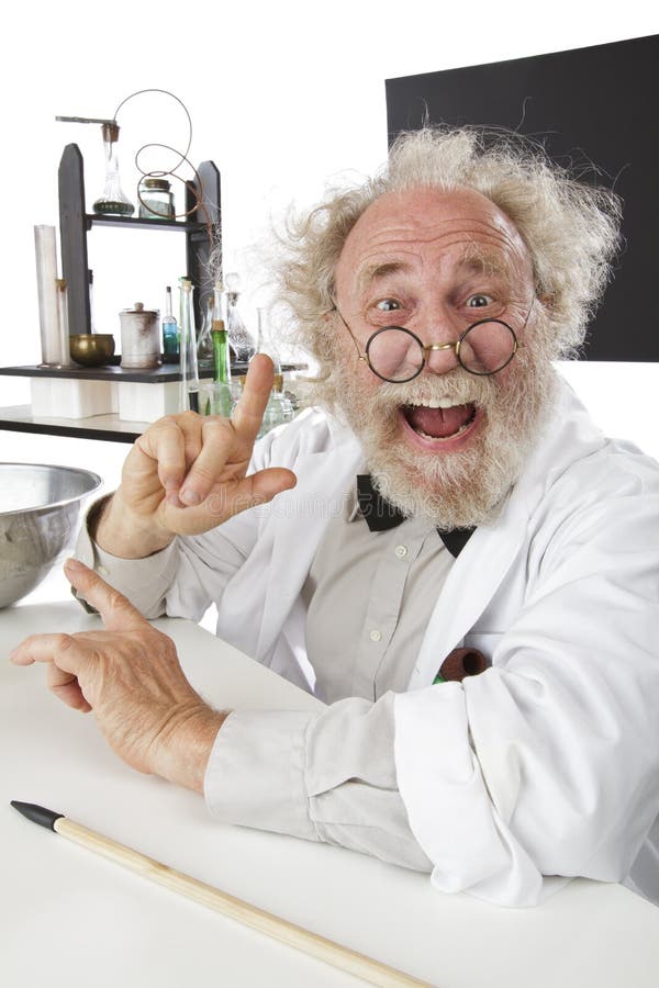 Eccentric Scientist in Lab Excited about Ideas Stock Photo - Image of ...