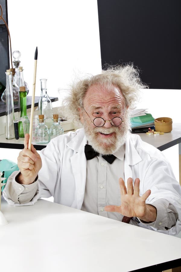 Eccentric Scientist in Lab Excited about Ideas Stock Photo - Image of ...