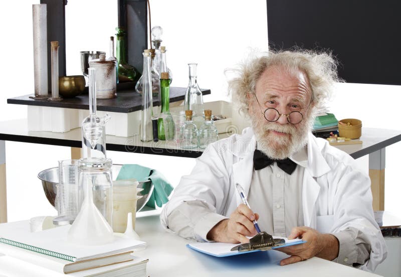 Mad Scientist Conducts Chemistry Experiment Stock Image - Image of ...