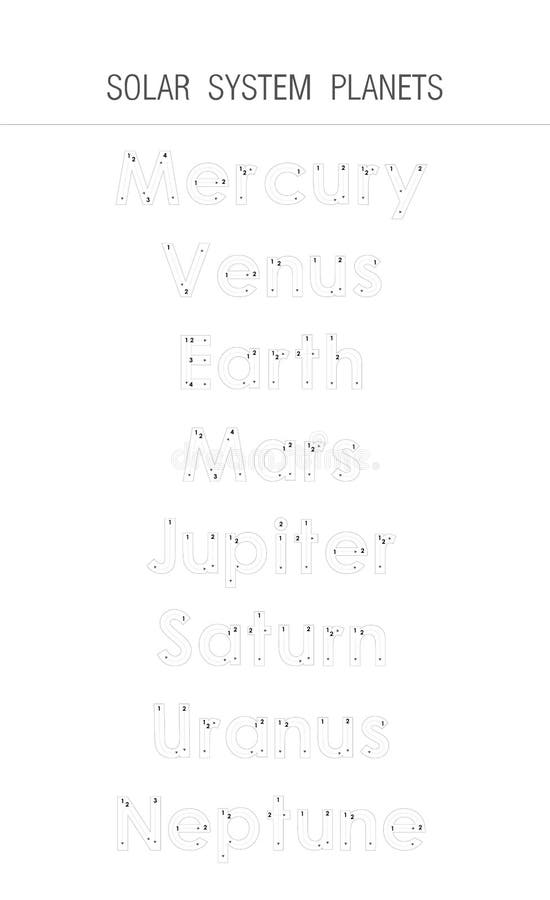 Solar System Planets - Tracing Worksheet for Kids Stock Illustration ...