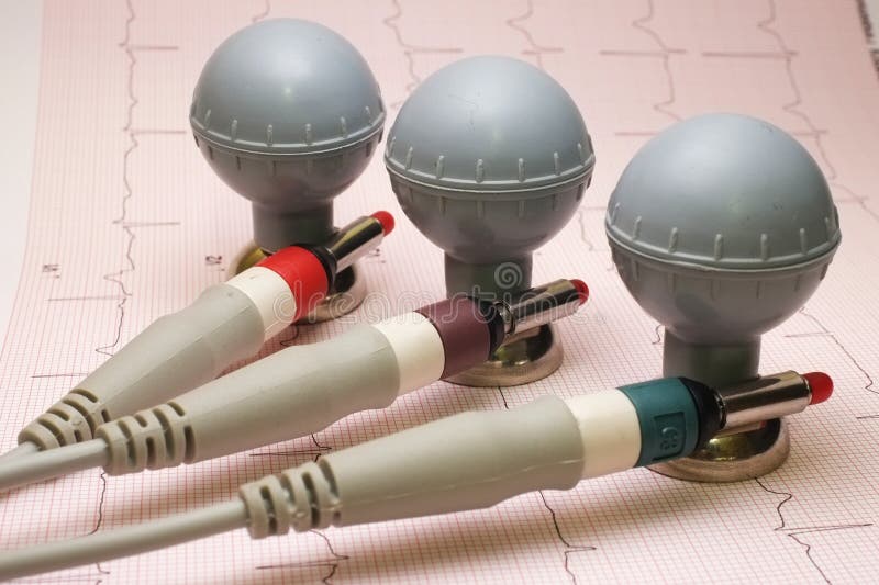 Six ECG Electrodes with Heart Shaped Cutter Stock Image - Image of ...