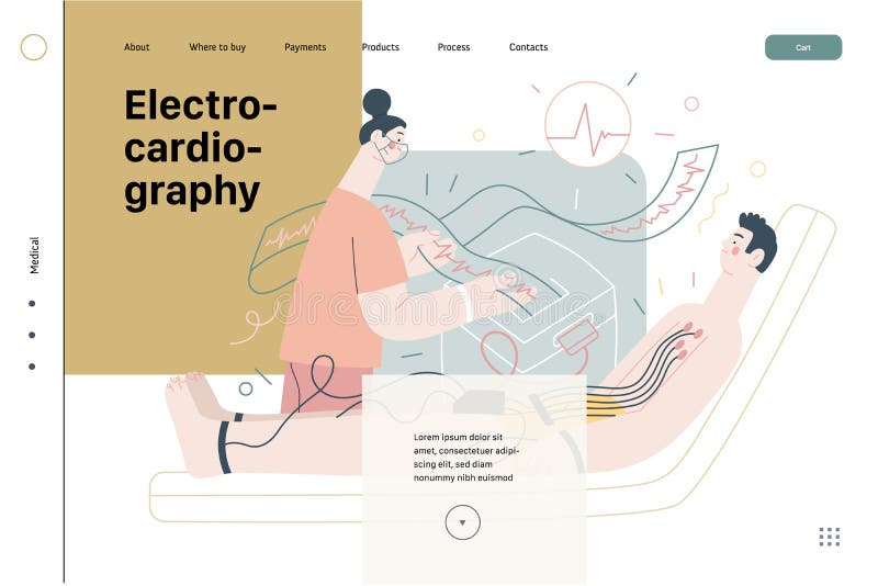 ECG Electrocardiography - Medical Tests Web Template. Modern Flat ...