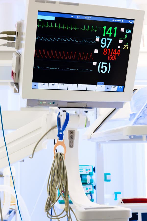 ECG-Monitor in ICU stockfoto. Bild von prüfung, hintergründe - 30513484