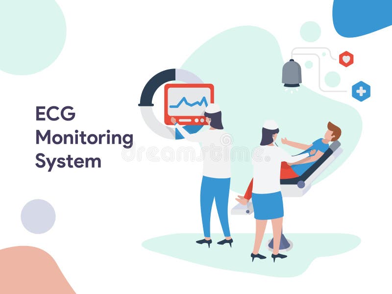 ECG Monitoring System Illustration. Modern Flat Design Style for ...