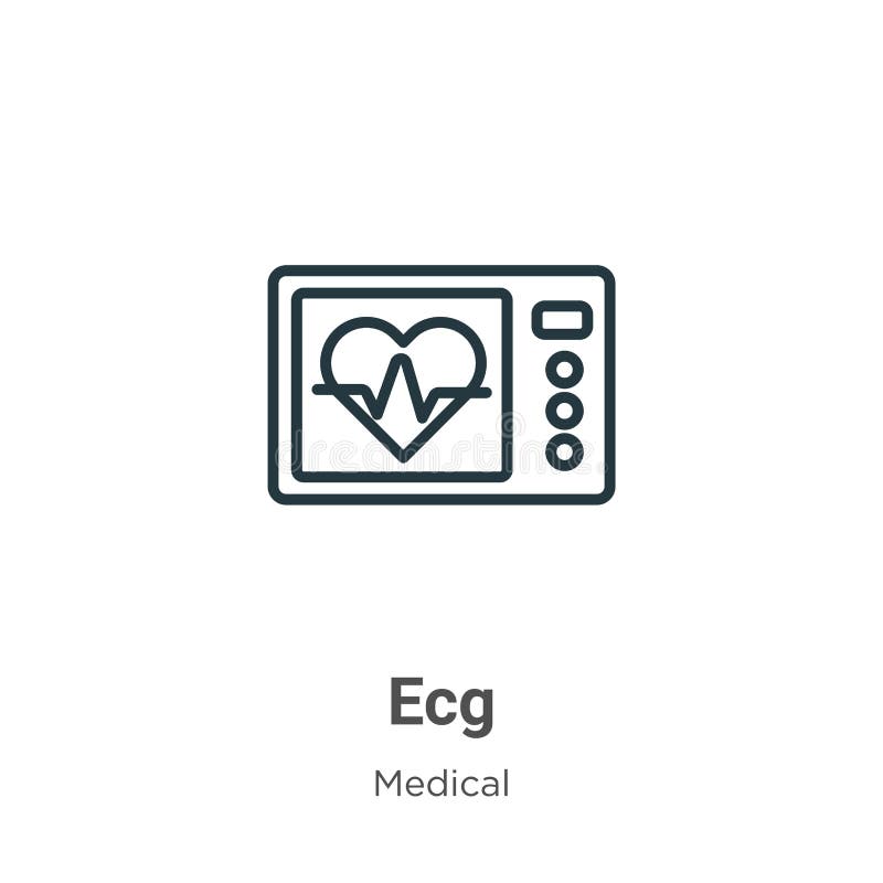 Ecg Outline Vector Icon. Thin Line Black Ecg Icon, Flat Vector Simple ...