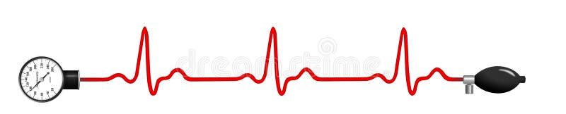 ECG Pulse Graph with Blood Pressure Gauge Stock Illustration ...