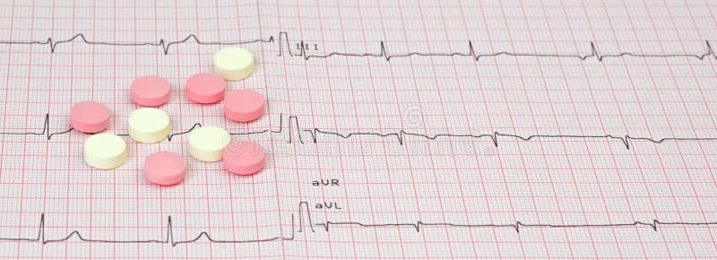 Close Up Electrocardiogram with Pills. Selective Focus Stock Photo ...