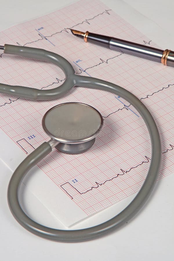 ECG and stethoscope stock image. Image of health, cardiogram - 7664891