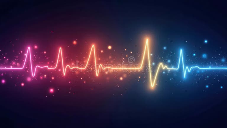 Visual Representation of an ECG Wave with Vibrant Colors and Lights ...