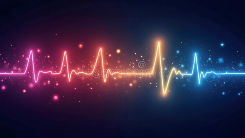 Visual Representation of an ECG Wave with Vibrant Colors and Lights ...