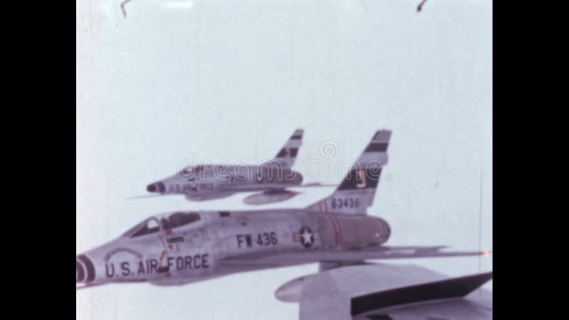 Echelon Formation of First Generation Fighter Jets in Flight in the ...