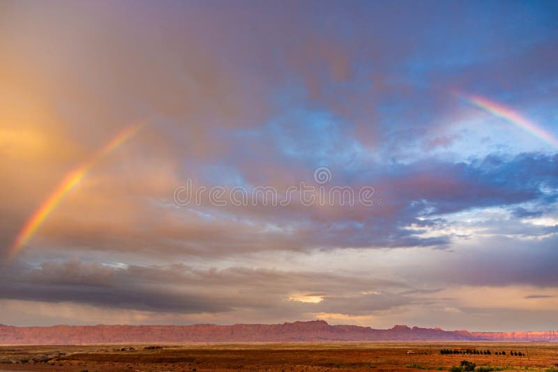 Echo Cliffs with Dramatic Sky at Sunset Near Great Canyon with Rainbow ...
