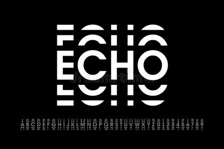 Echo style modern font stock vector. Illustration of striped - 134665689
