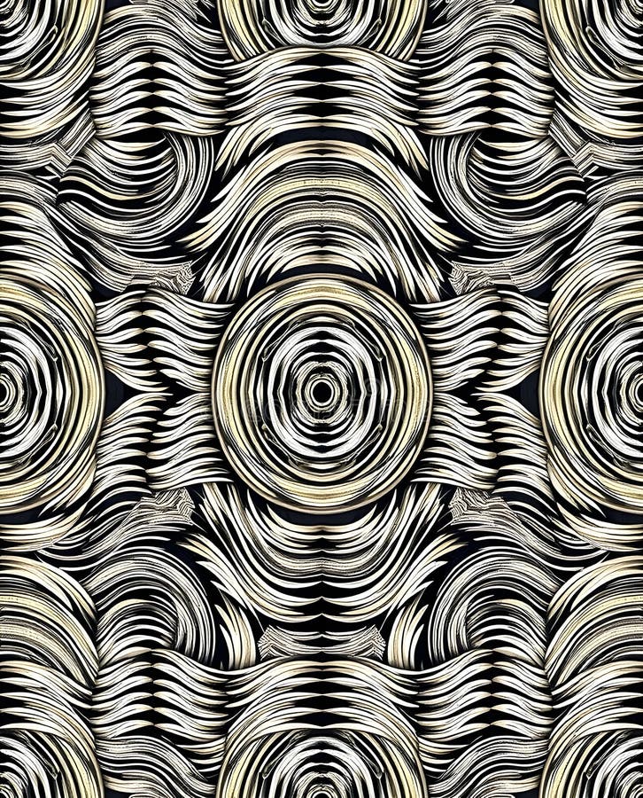 Flowing Thai Mudmee with Meditative Curves, Seamless Pattern. Stock Illustration - Illustration ...