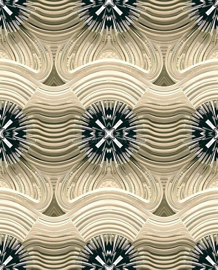 Flowing Thai Mudmee with Meditative Curves, Seamless Pattern. Stock Illustration - Illustration ...