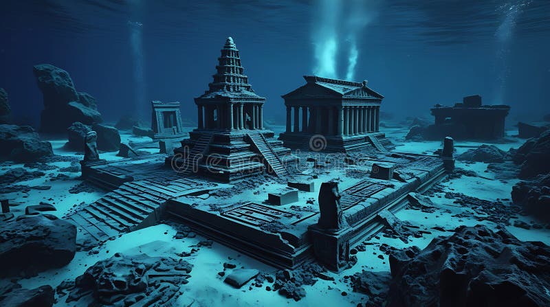 Echoes of Atlantis: the Sunken Realm Unveiled. Stock Illustration ...