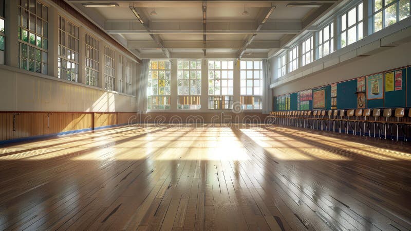Echoes empty school hall stock illustration. Illustration of spacious ...
