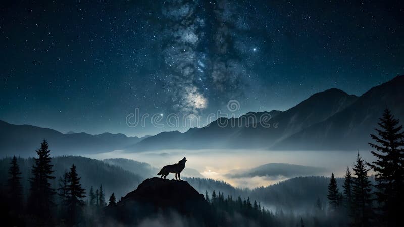 Echoes in the Night: Cascade Mountain Wolf Howling Under the Moonlight ...