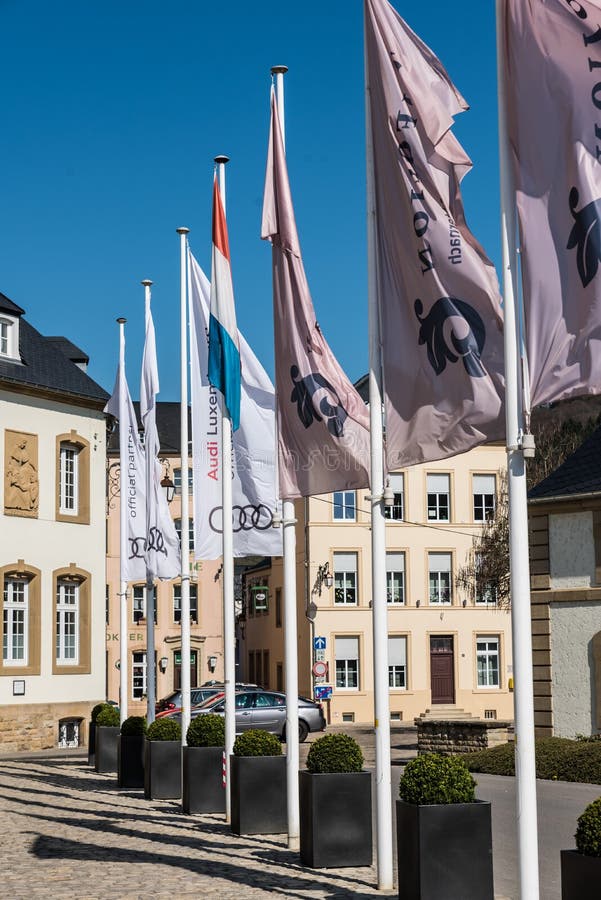 Echternach - the Grand Duchy of Luxembourg - Town Hall, Flags and ...