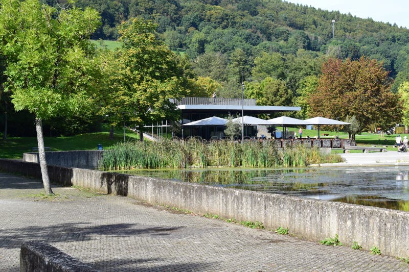Echternach, Luxembourg - 09 26 2023: Cafe at the Lake Echternach ...