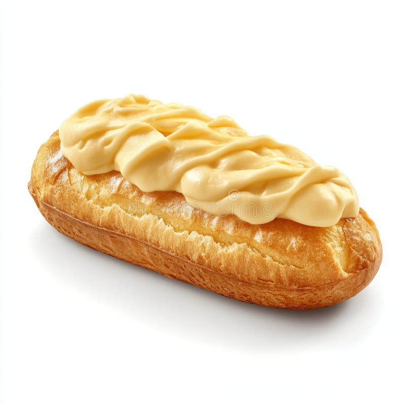 An Eclair Cake with Vanilla Cream, Isolated on a Transparent Background ...