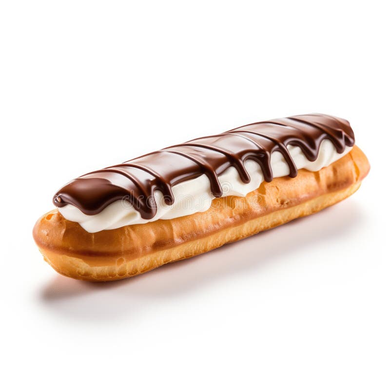 Eclair on Plain White Background - Product Photography Stock ...