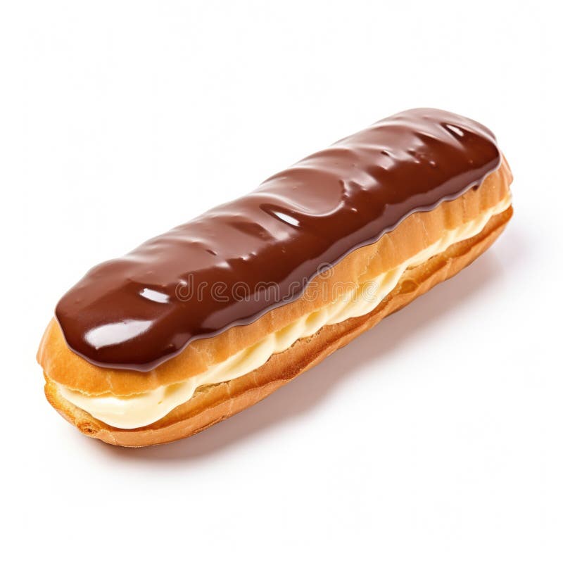Eclair on Plain White Background - Product Photography Stock ...