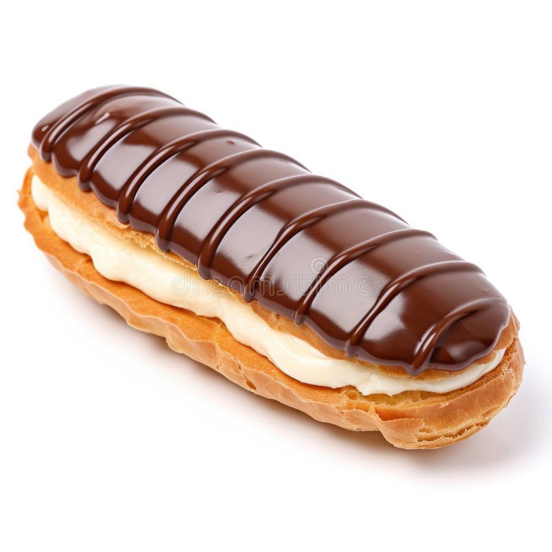 Eclair on Plain White Background - Product Photography Stock ...