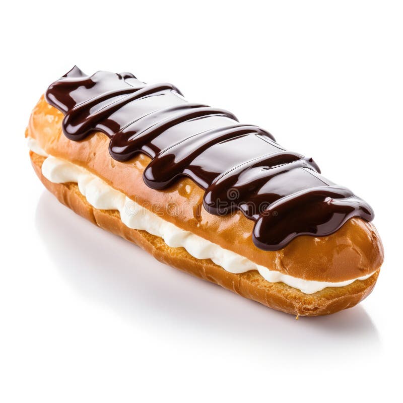 Eclair on Plain White Background - Product Photography Stock ...