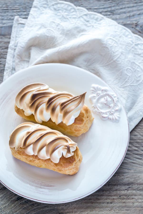 Eclairs with Lemon Curd and Meringue Stock Image - Image of cuisine ...