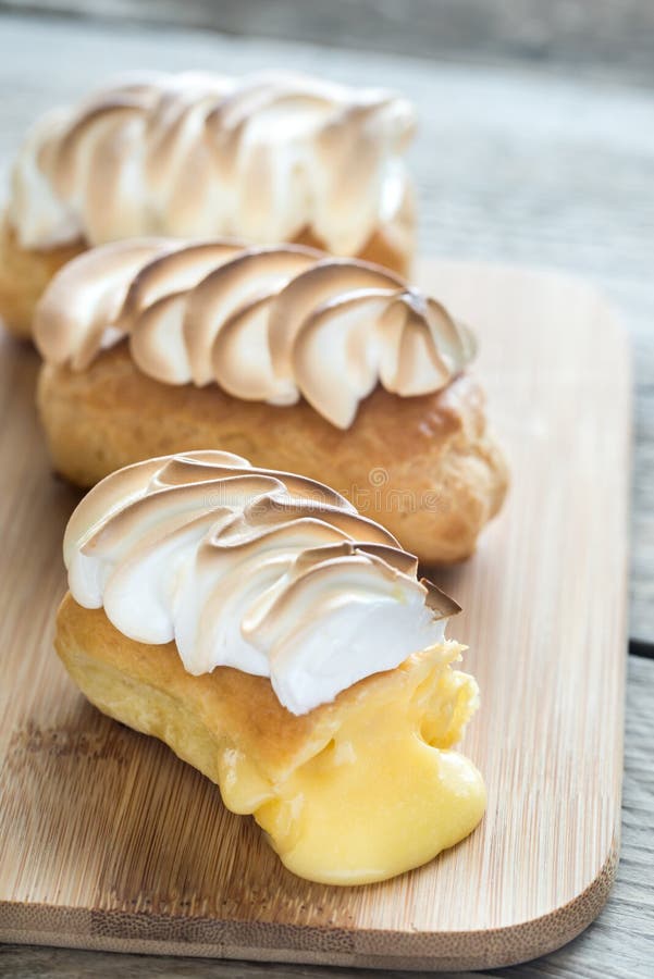 Eclairs with Lemon Curd and Meringue Stock Photo - Image of meringue ...