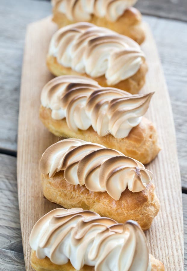 Eclairs with Lemon Curd and Meringue Stock Image - Image of fruit ...