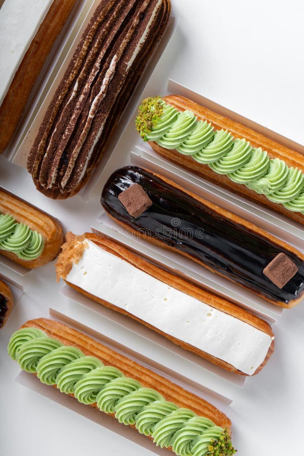 Eclairs Selection, Delicious Eclairs on White Background Stock Photo ...