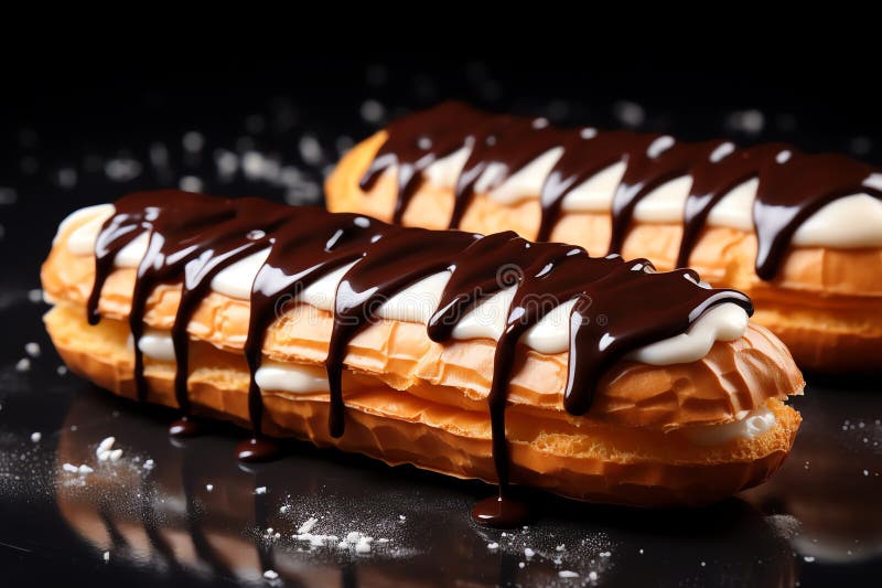 Eclairs Tasty Dessert Background Stock Illustration - Illustration of ...