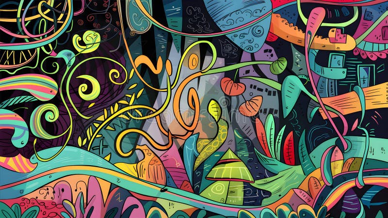 Eclectic Abstract Background with Doodled Mix Emphasizes a Diverse Set ...