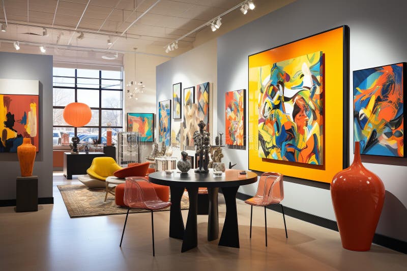 An Eclectic Art Gallery Featuring Paintings, Sculptures, and Other ...