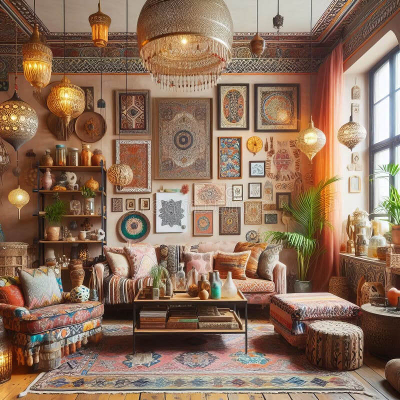 Eclectic Boho Mix of Eclectic Styles with Bold Colors, Patter Stock ...